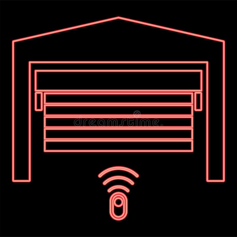 Neon Garage Door Red Color Vector Illustration Flat Style Image Stock ...