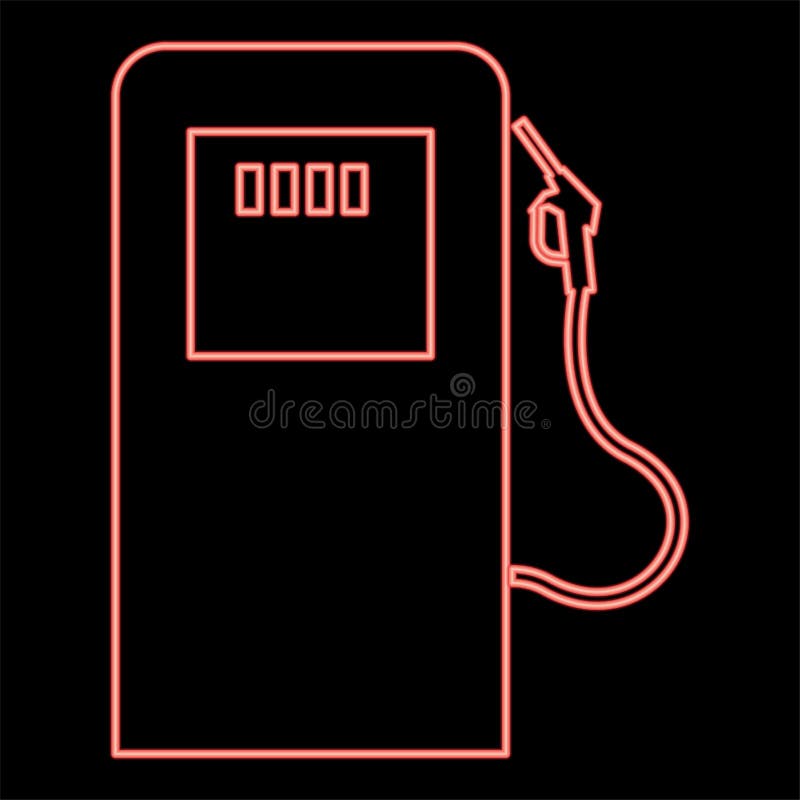 Neon Gas Station Red Color Vector Illustration Flat Style Image Stock ...
