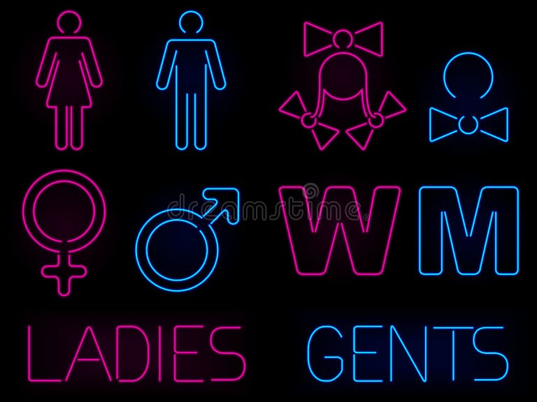 Neon gender signs stock vector. Illustration of restroom - 26178557