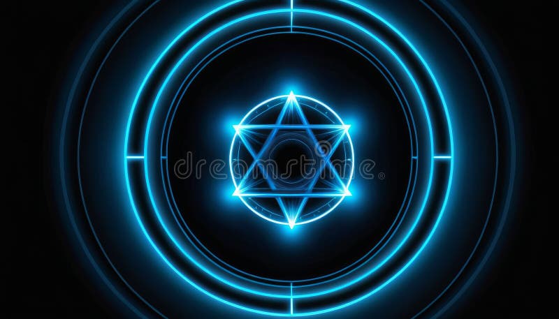 Neon Geometric Magic Symbol Stock Illustration - Illustration of ...
