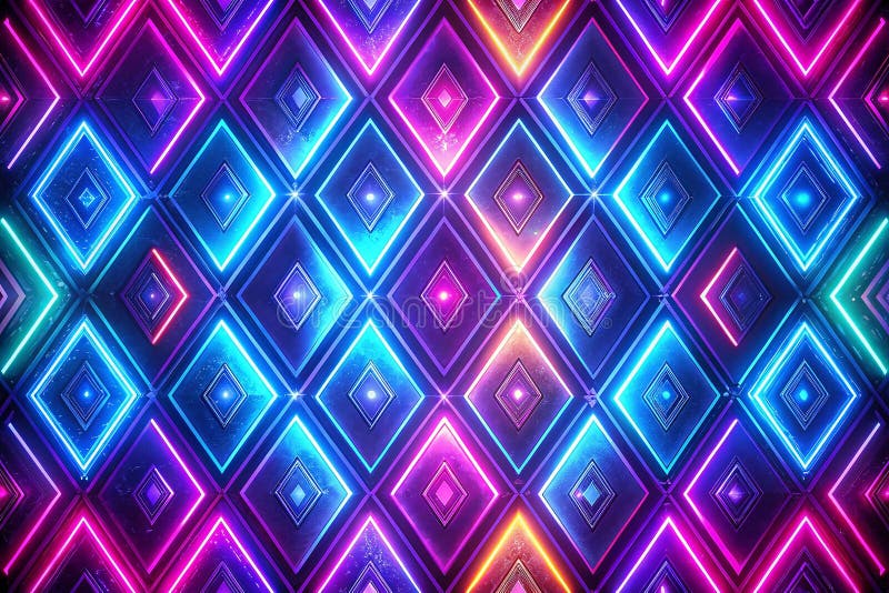 Neon Geometric Pattern Background for Clubbing or Event Stock ...