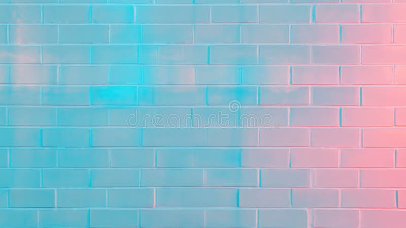Neon Geometric Patterns on White Brick Wall for Modern Design Stock ...