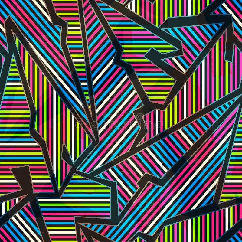 Neon Geometric Seamless Pattern Stock Vector - Illustration of modern ...