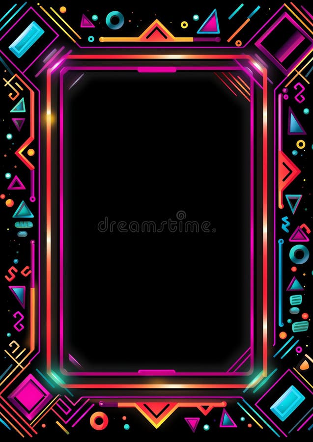 Neon Geometric Shape 90s Retro Nostalgic Frame Stock Illustration ...