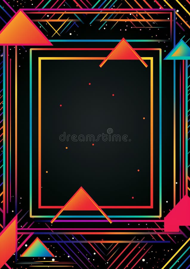 Neon Geometric Shape 90s Retro Nostalgic Frame Stock Illustration ...