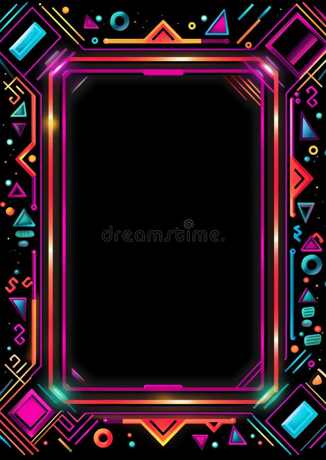Neon Geometric Shape 90s Retro Nostalgic Frame Stock Illustration ...