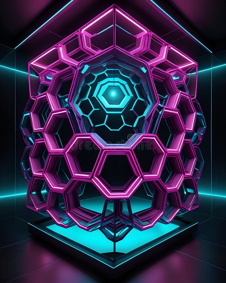Neon Geometric Structure stock illustration. Illustration of structure ...