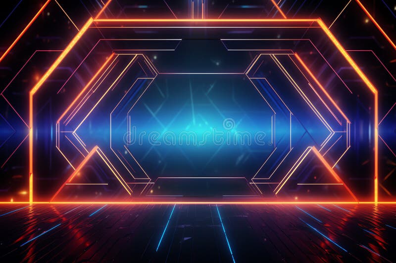 Neon Geometric Wireframe Themed Backdrop 80s Retro Nostalgic Stock ...