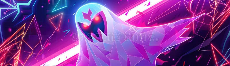 Neon Ghost: Futuristic Digital Art with Glowing Geometric Patterns and ...