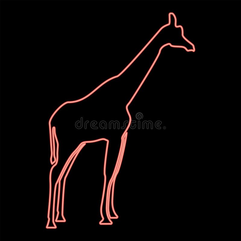 Neon Giraffe Red Color Vector Illustration Flat Style Image Stock ...