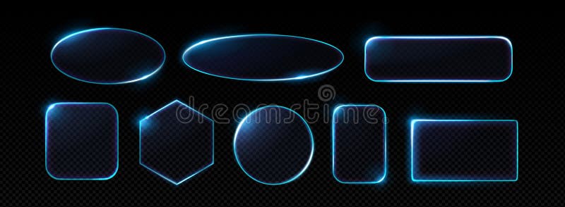 Neon Glass Frames Collection Stock Illustration - Illustration of tech ...