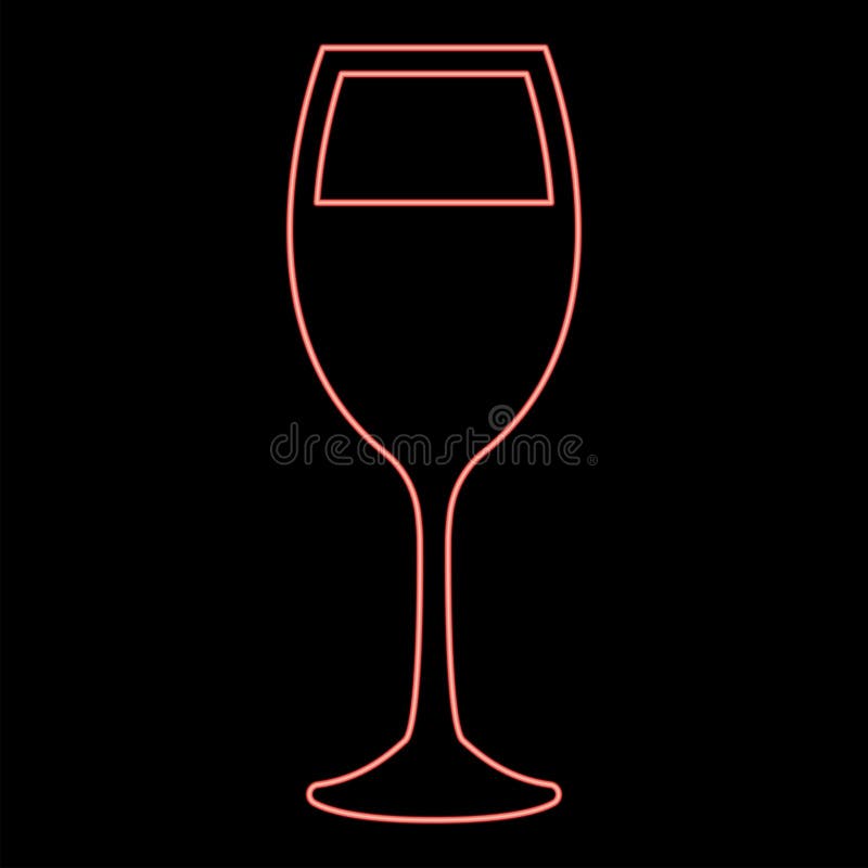 Neon Glass of Wine Red Color Vector Illustration Flat Style Image Stock ...