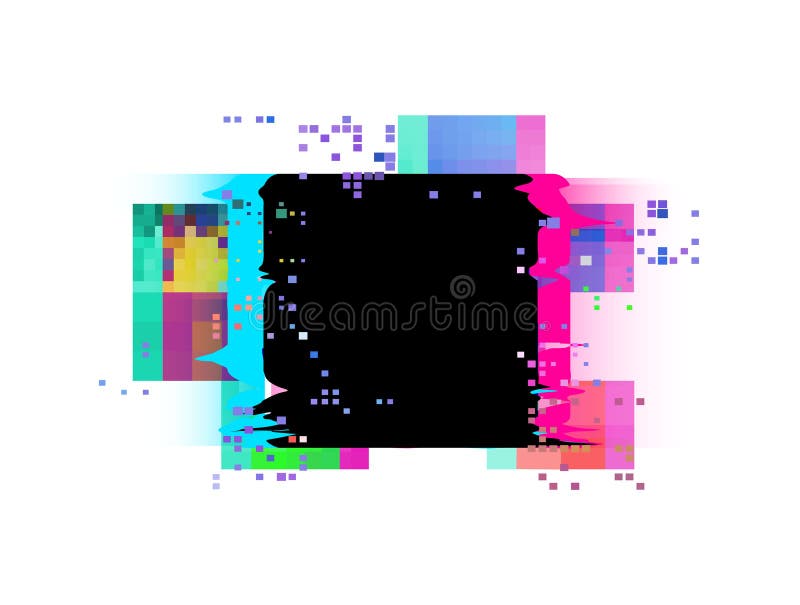Neon Glitch in a Square Frame on an Isolated Background. Stock ...