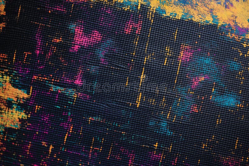 Neon Glitch Texture on Abstract Woven Fabric Canvas Stock Image - Image ...