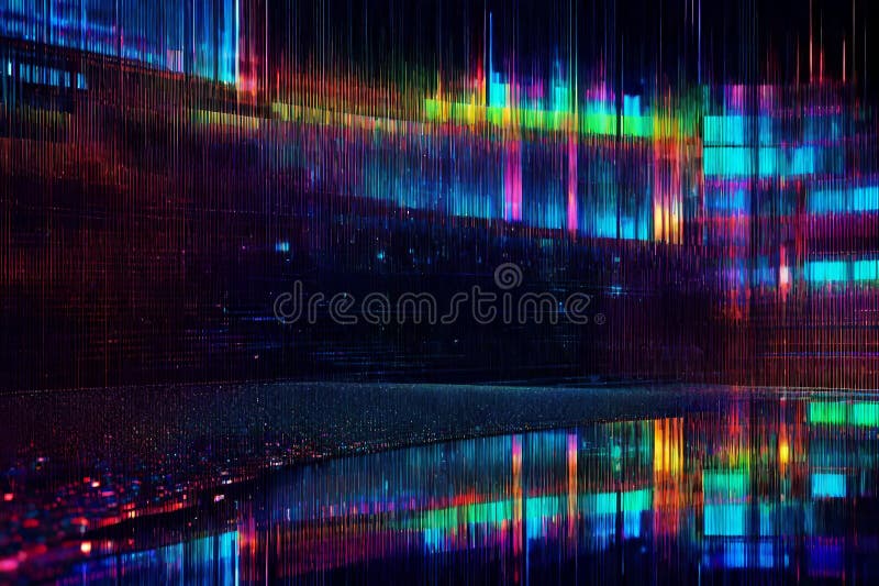 Neon Glitchscape: High-speed Abstract Background with Glitch Art Stock ...