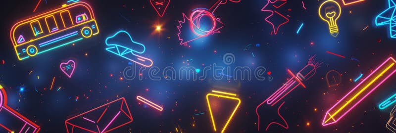 Neon Glitter Background of Abstract Shapes and Patterns. Stock ...