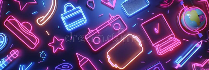 Neon Glitter Background of Abstract Shapes and Patterns. Stock ...