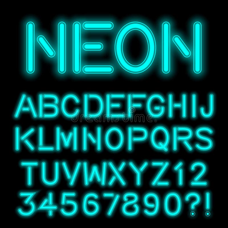 Neon Glow Alphabet Custom Handcrafted Font. Stock Vector - Illustration ...