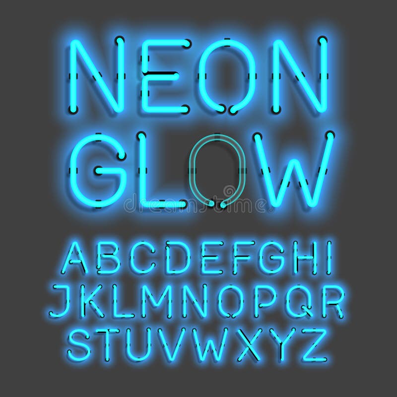 Neon glow alphabet stock vector. Illustration of glow - 34499247