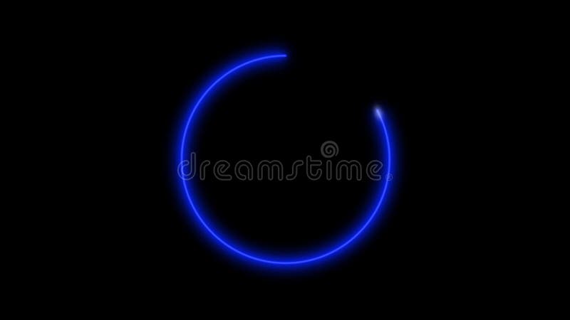 Neon Glow Blue Circle on Black Background. Animated Light Loading ...