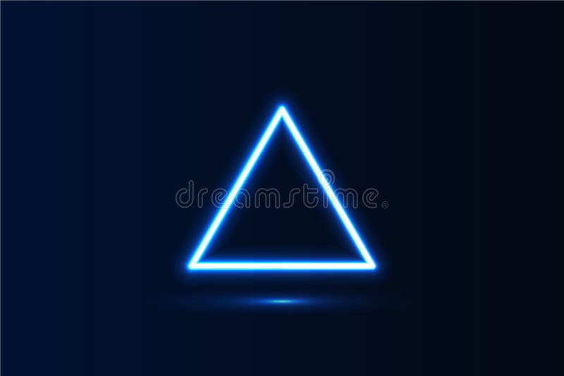 Neon Glow Blue Light Geometric Shape Triangle and Shadow, Vector ...