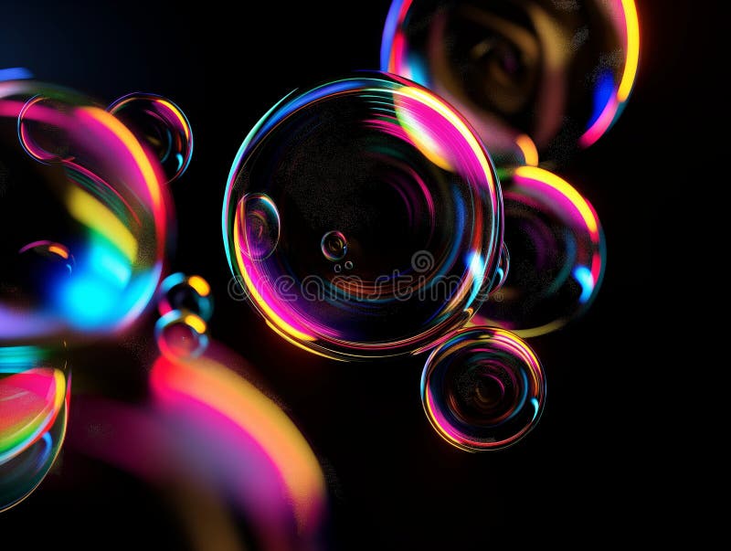 Iridescent Bubbles Float Dark Space Stock Photos - Free & Royalty-Free ...