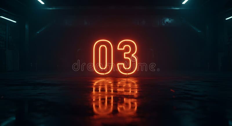Neon Glow: Captivating Reflection of Number 03 in an Urban Setting ...