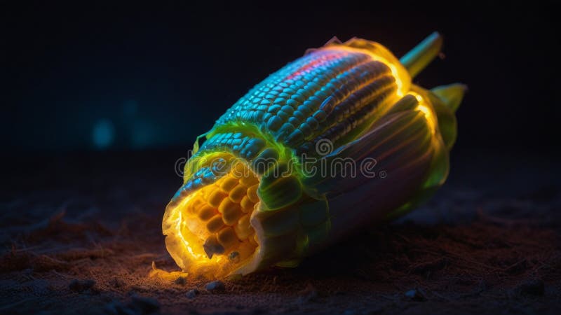 Neon Glow Corn Cob stock illustration. Illustration of gastropod ...