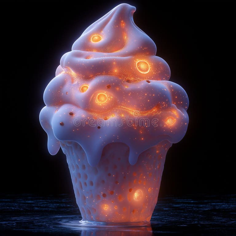 Neon Glow Cyber Ice Cream Design Stock Illustration - Illustration of ...