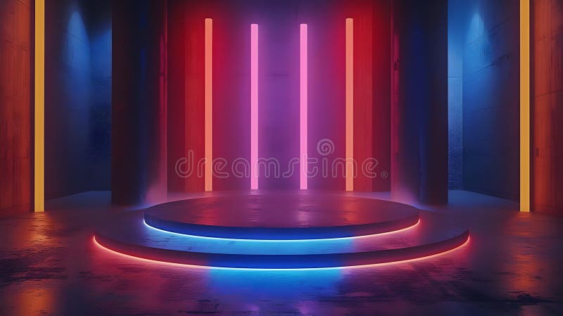 Neon Glow 3D Stage Illustration Stock Illustration - Illustration of ...
