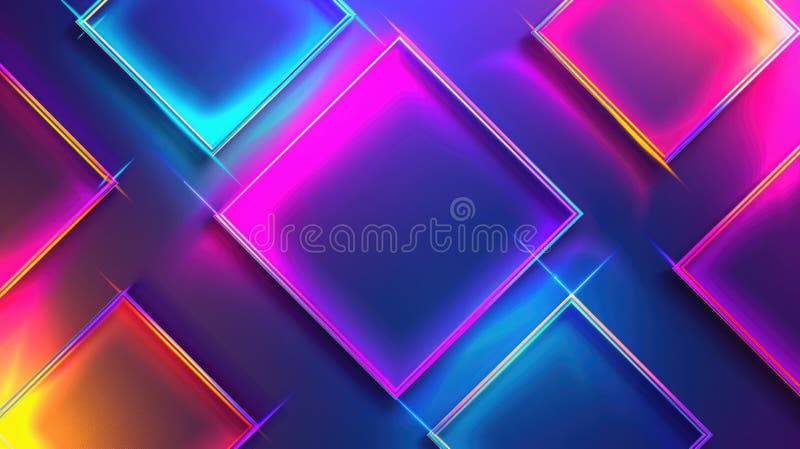 Neon Glow Effect and High Contrast Gradient Poster, Abstract Squares ...