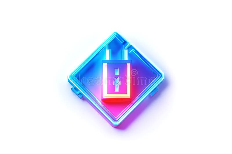 Neon Glow Electric Plug Icon 3D Render of Charging Symbol in Vibrant ...
