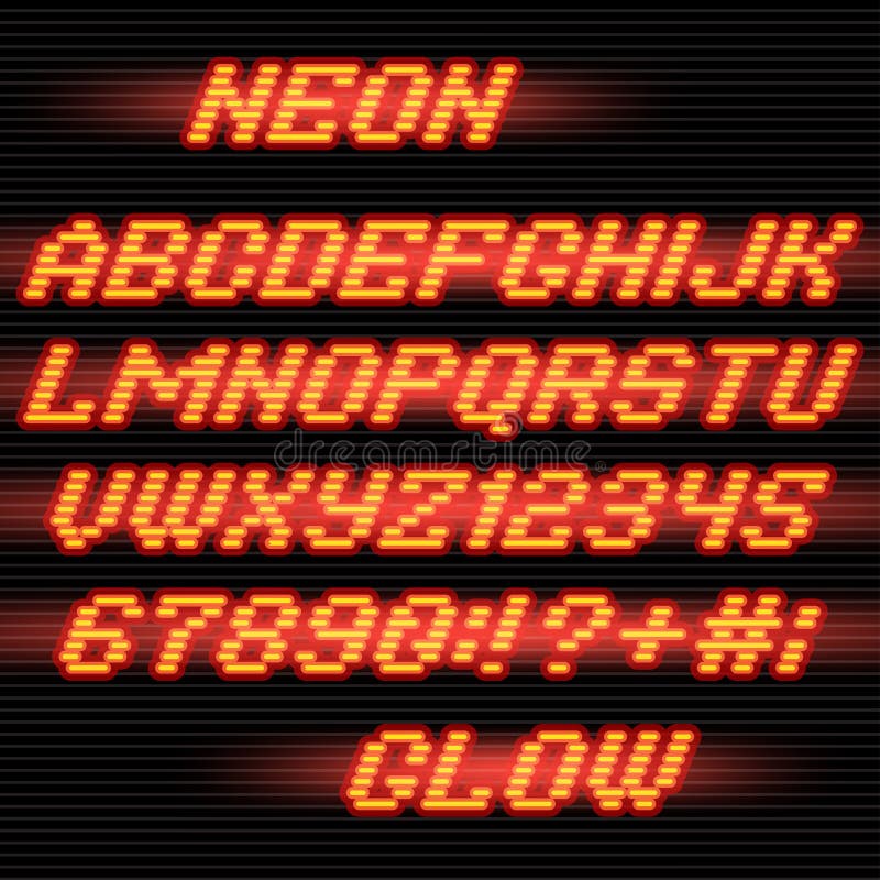 Neon Glow Alphabet Custom Handcrafted Font. Stock Vector - Illustration ...