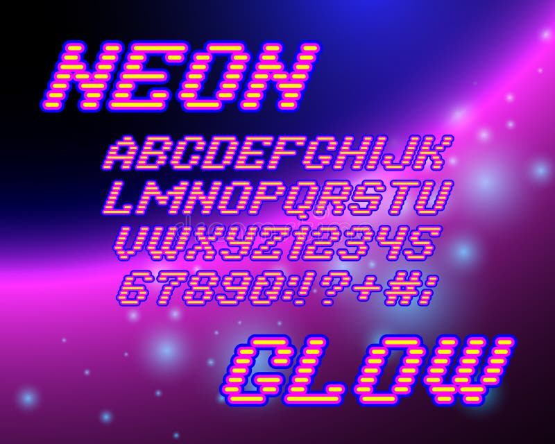 Neon glow font stock illustration. Illustration of alphabet - 88479865