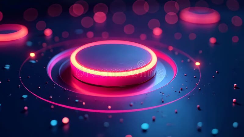 Neon Glow Futuristic Abstract Round Button Interface Panel Technology ...