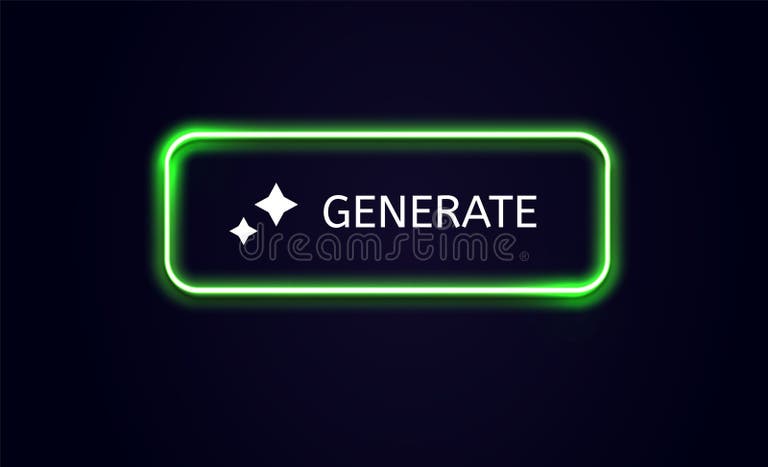 Neon Glow Generate Buttons Set for Modern UI Design, Web Applications ...