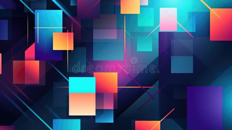 Neon Glow Geometric Cubes. Abstract Neon Glowing Geometric Cubes ...
