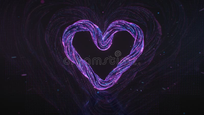 Neon Glow Heart Shape 3D Render Stock Illustration - Illustration of ...