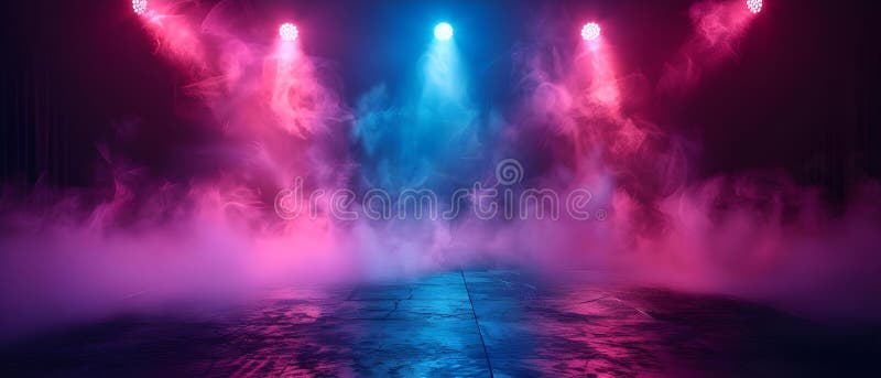 Neon Glow: Misty Stage Awaiting the Performance. Concept Neon Glow ...