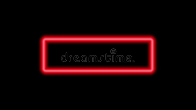Neon Glow Red Box on Black Background. Blank Sample Frame for Text or ...