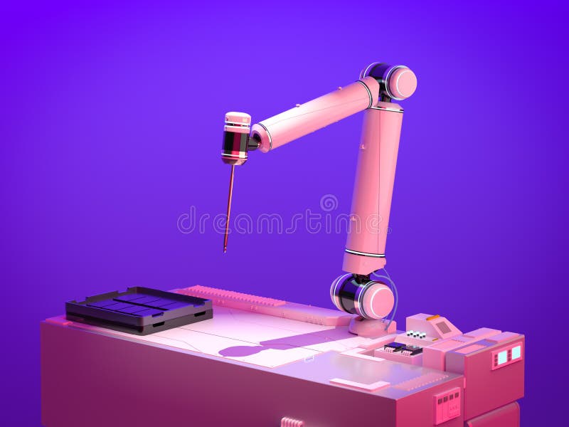 Neon Glow Robotic Arm Module Stock Illustration - Illustration of ...