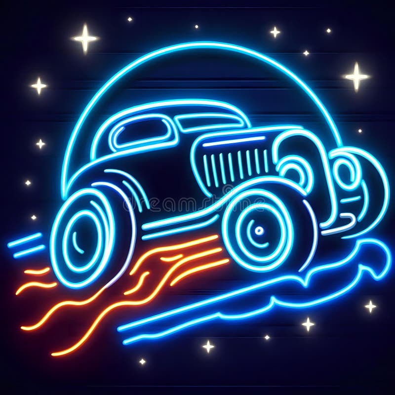 Neon Glow Rocket Launching into the Starry Night Stock Illustration ...