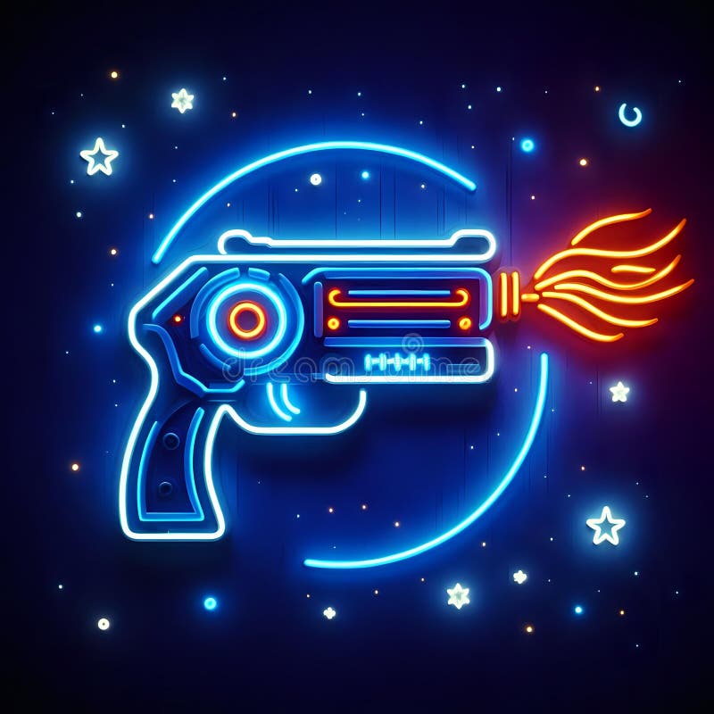 Neon Glow Rocket Launching into the Starry Night Stock Illustration ...