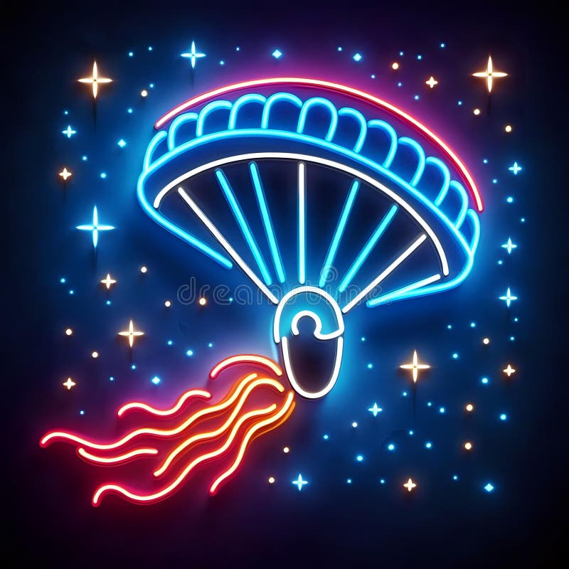 Neon Glow Rocket Launching into the Starry Night Stock Illustration ...