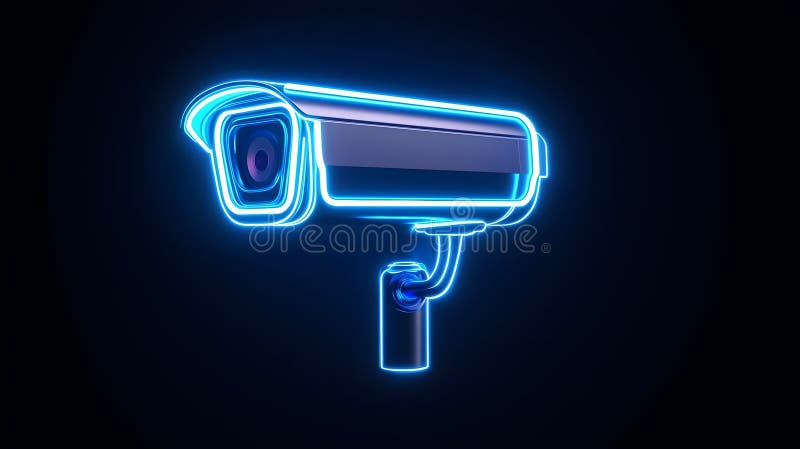 Neon Glow Security Camera for Surveillance and Safety Concept Stock ...