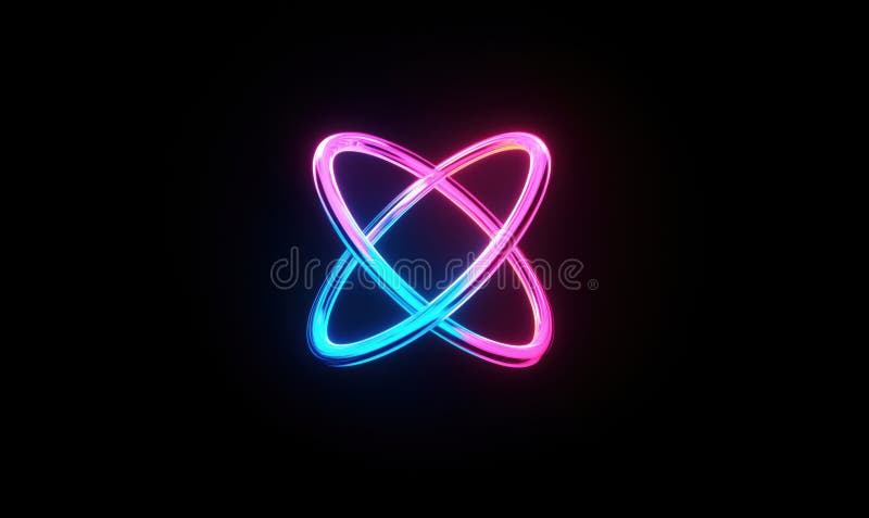 Neon Glowing Abstract Symbol with Blue and Pink Light Effects on Black ...
