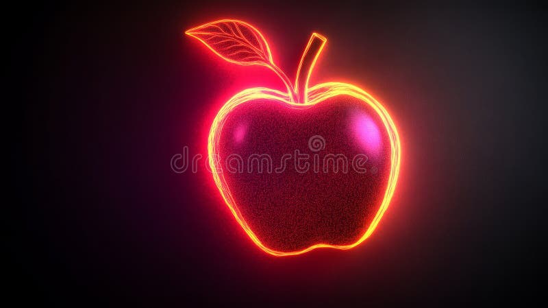Neon Glowing Apple Against Dark Background Stock Photos - Free ...