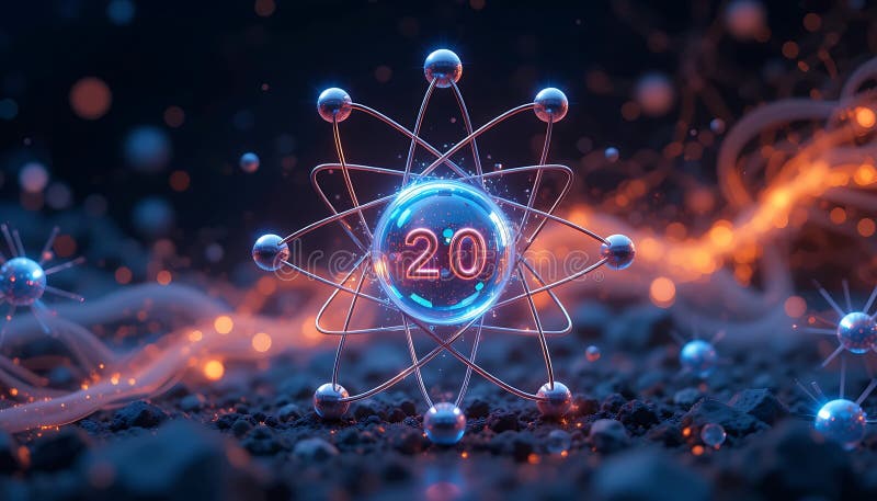 Metallic Atom Model with Orbiting Electrons, Futuristic Science Concept ...