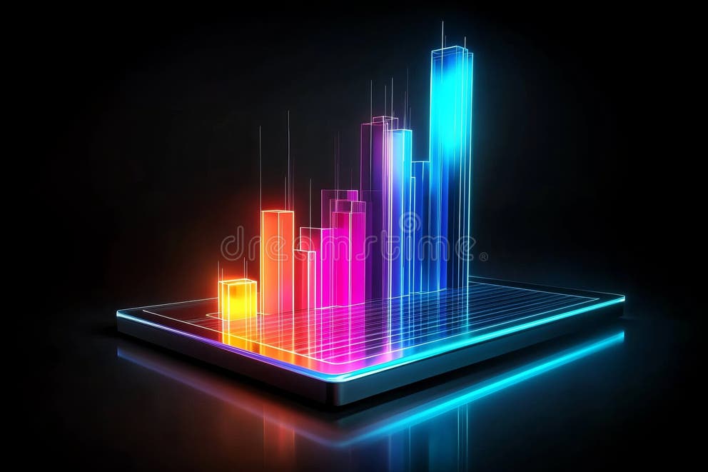 A Neon Glowing Bar Graph that Effectively Displays Significant Growth ...