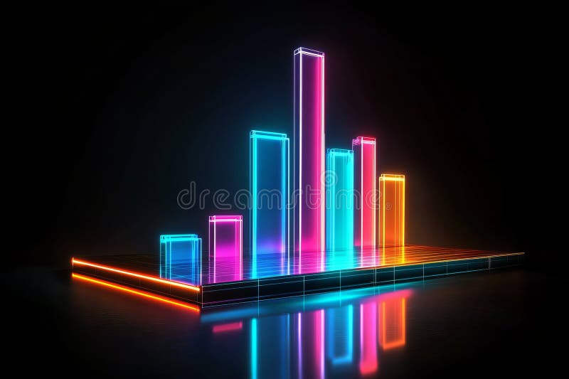 A Neon Glowing Bar Graph that Effectively Represents Growth and ...
